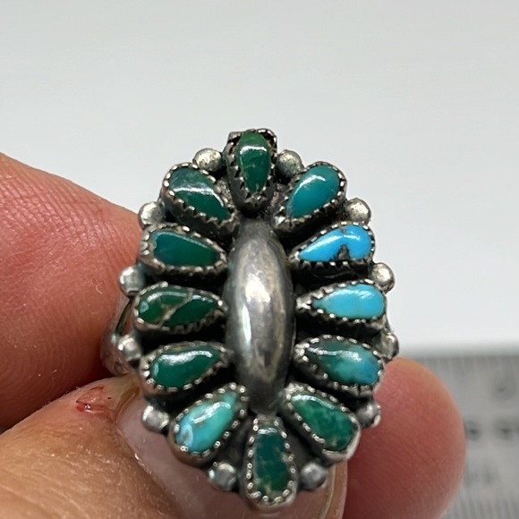 Zuni | Jewelry | Vintage Turquoise Zuni Cluster Ring 94s | Poshmark